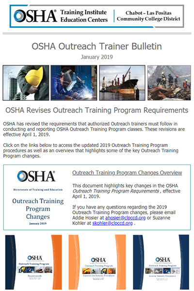 Outreach Program News – OSHA Safety Compliance Training for the ...