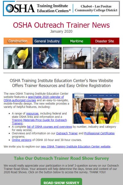 Outreach Program News – OSHA Safety Compliance Training for the ...