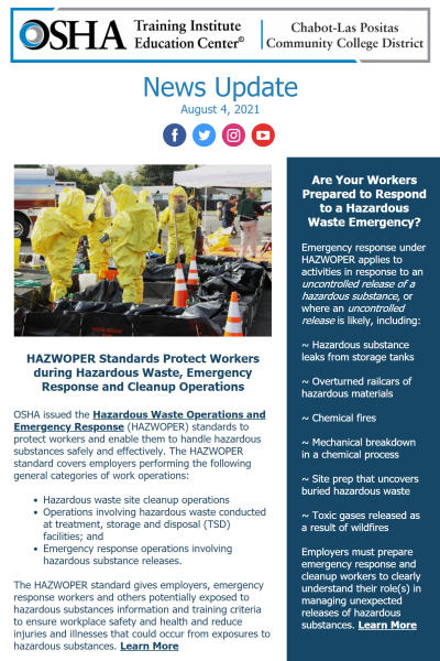 News and Updates – OSHA Safety Compliance Training for the Workplace in ...