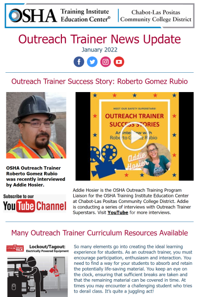 Outreach Program News - OSHA Training Institute Education Center at CLPCCD