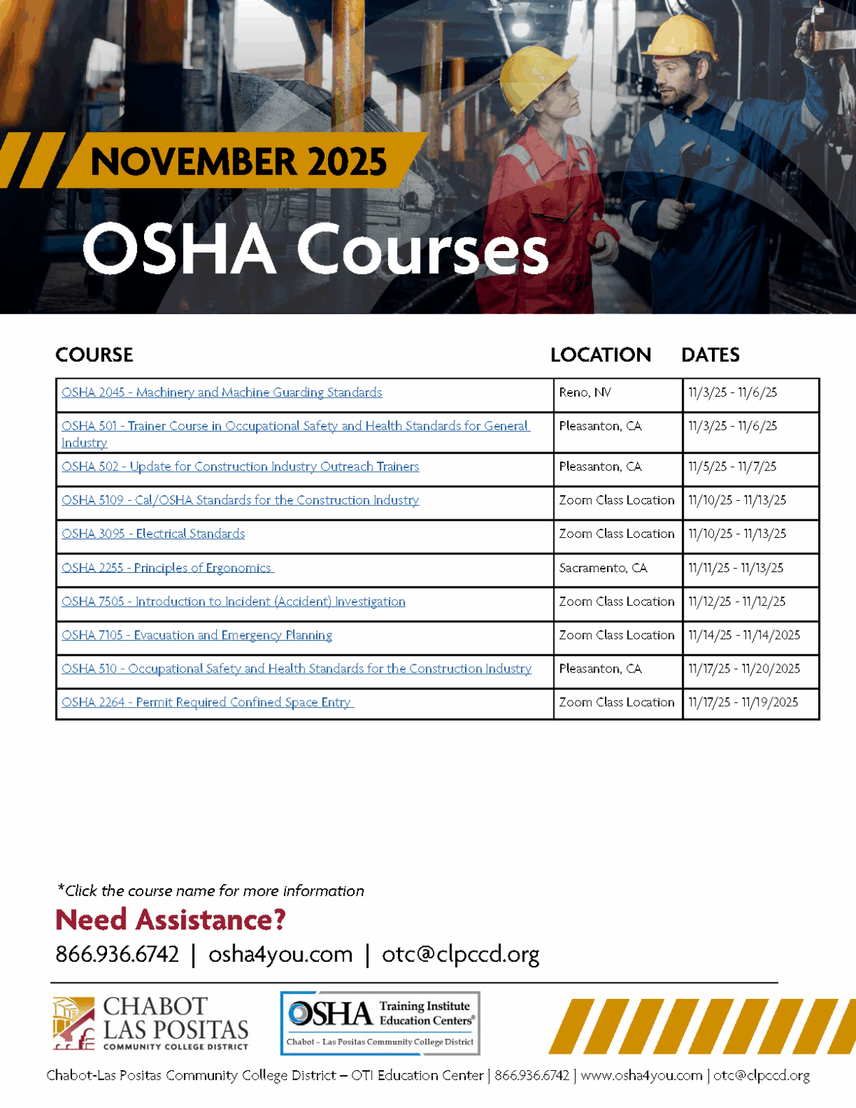 OSHA Training Institute Education Center - at CLPCCD
